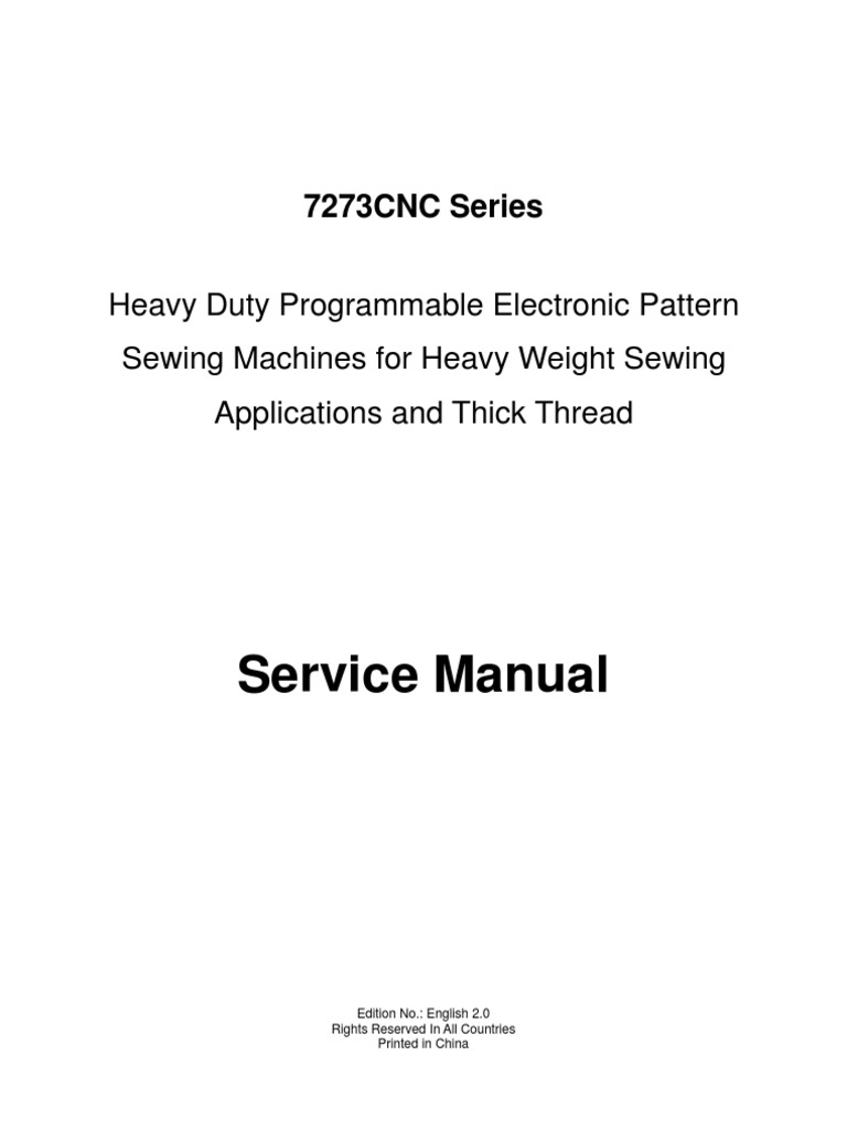 7273CNC Heavy Duty Programmable Electronic Pattern Sewing Machine | PDF ...