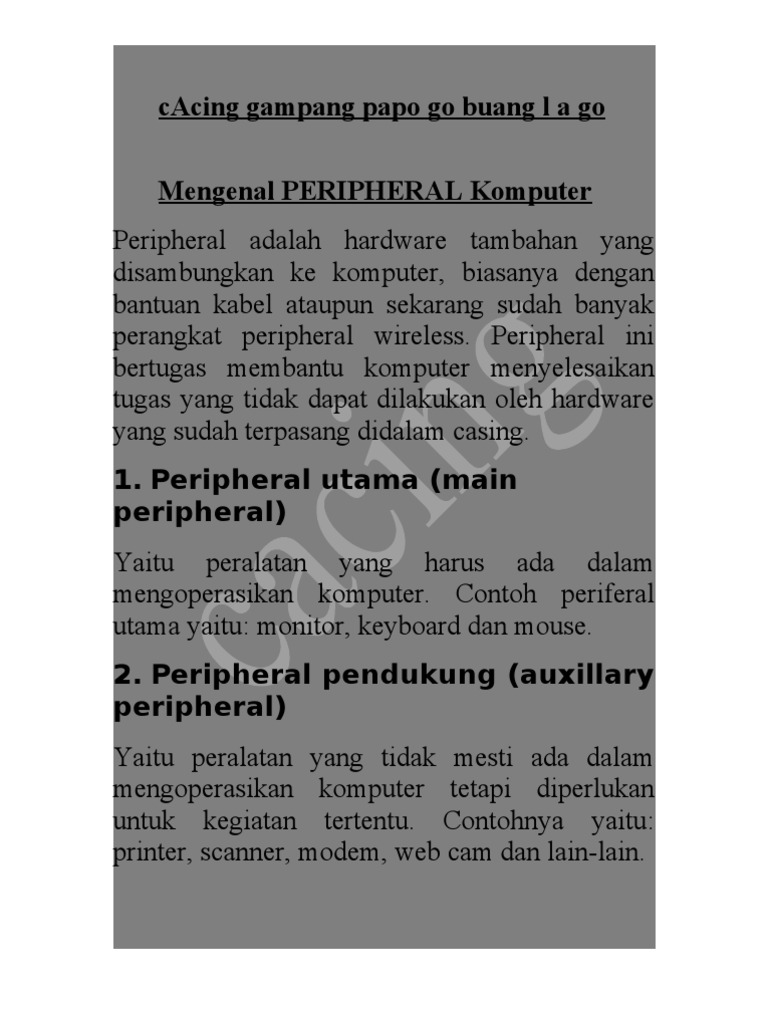 Mengenal PERIPHERAL Komputer | PDF