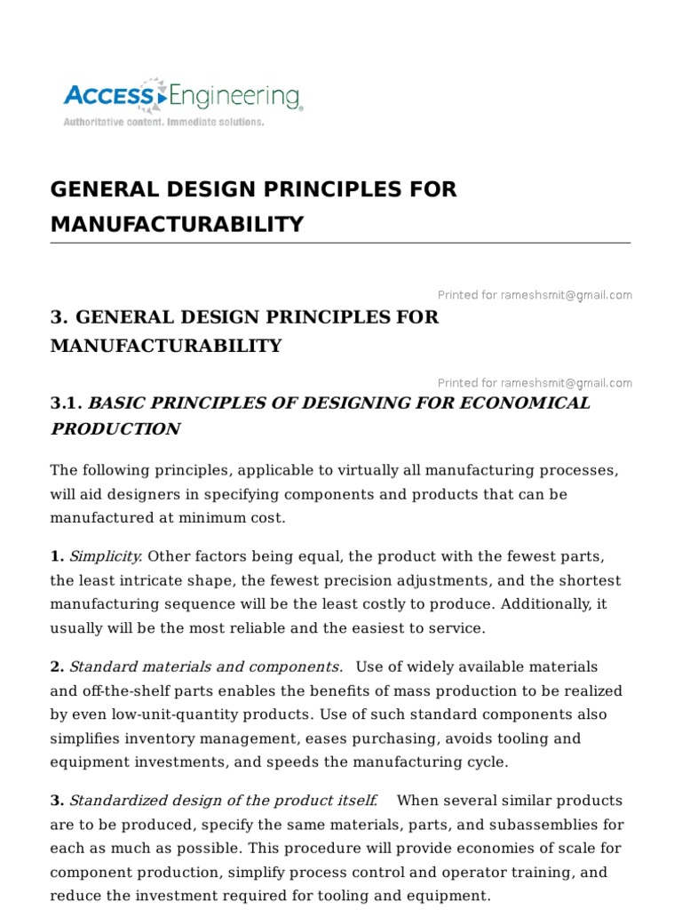 General Design Principles For Manufacturability PDF | PDF | Numerical ...