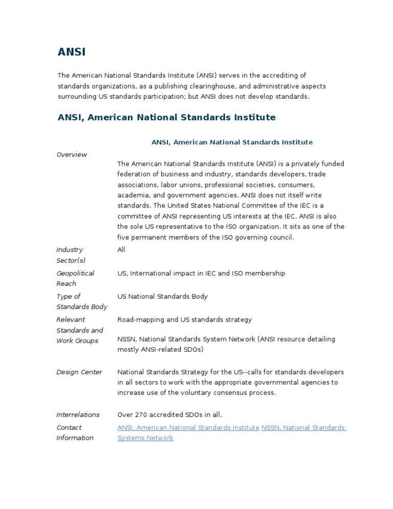 ANSI, American National Standards Institute | PDF