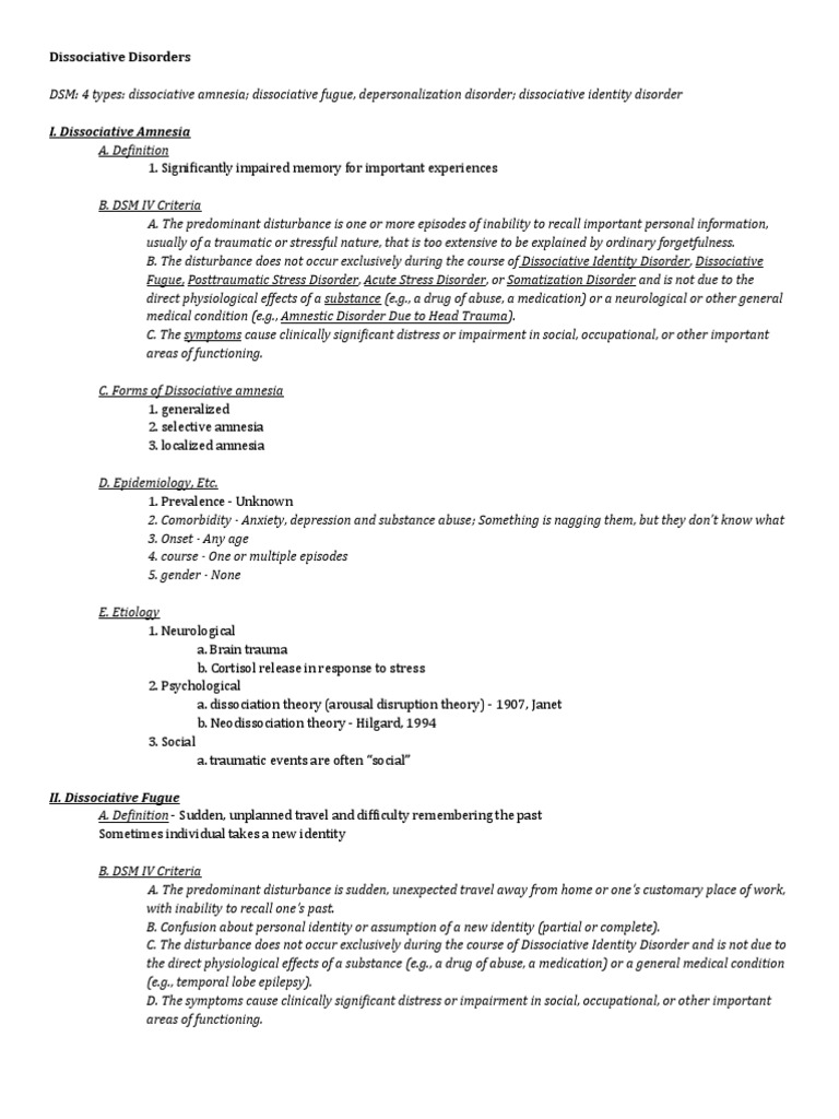 Student Lecture Dissociative Disorder | PDF | Psychological Trauma ...