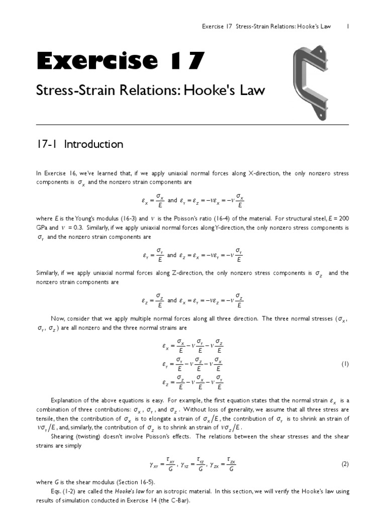 Exercise 17: Stress-Strain Relations: Hooke's Law | PDF | Stress ...