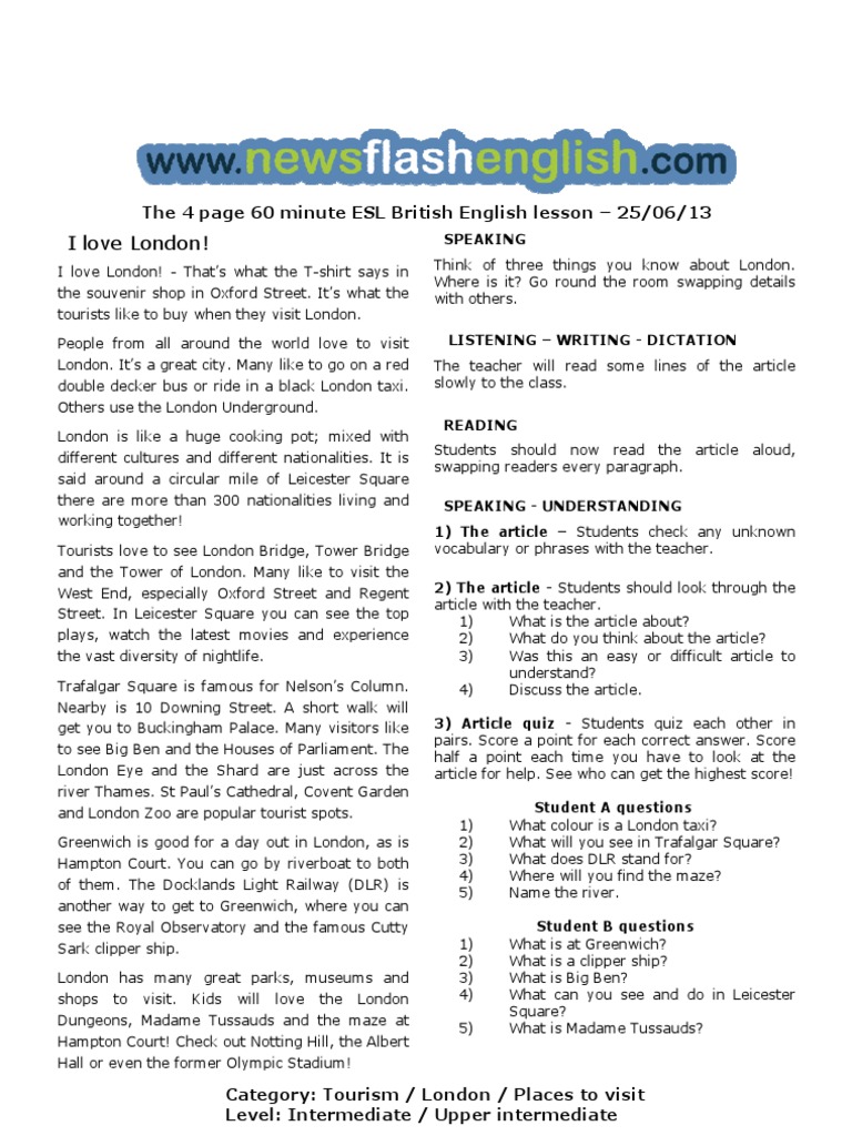 I Love London Lesson Plan | Download Free PDF | London | Transport