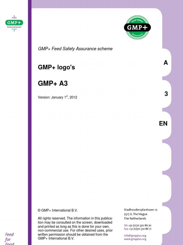 GMP+ A3 GMP+ Logo 9230 | PDF | Iso 9000 | Quality Management