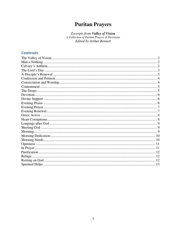 Puritan Prayers from Valley of Vision | PDF | Sin | Grace In Christianity
