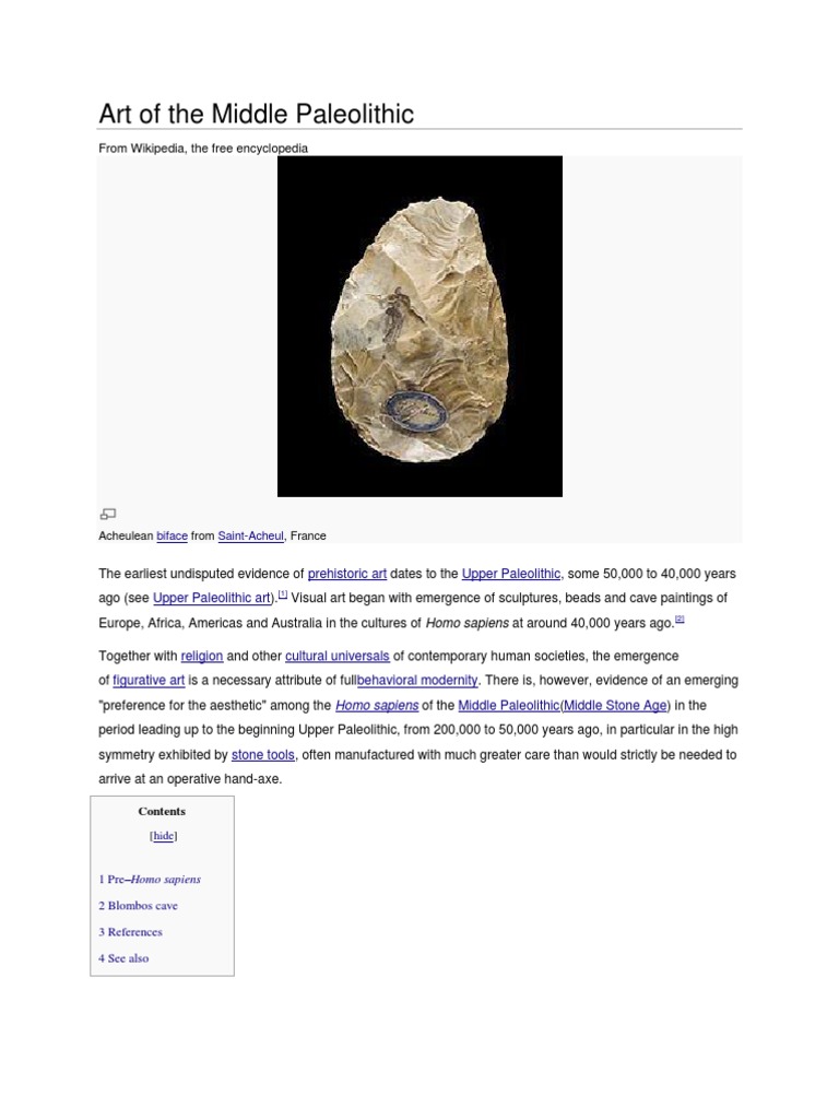 1.1 Art of The Middle Paleolithic | PDF | Pleistocene | Paleolithic