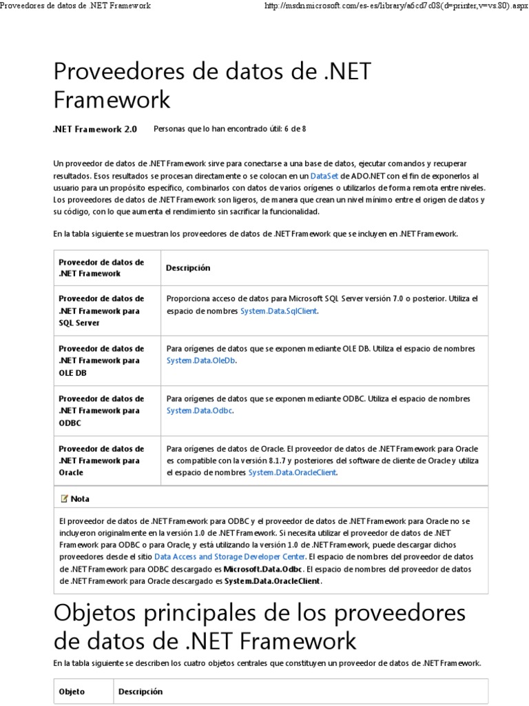 2 - Clase 1 - Proveedores de Datos de PDF | PDF | Servidor SQL de Microsoft | .NET Framework