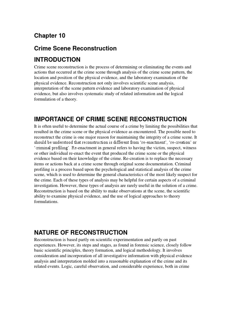 Crime Scene Reconstruction | PDF | Crime Scene | Offender Profiling