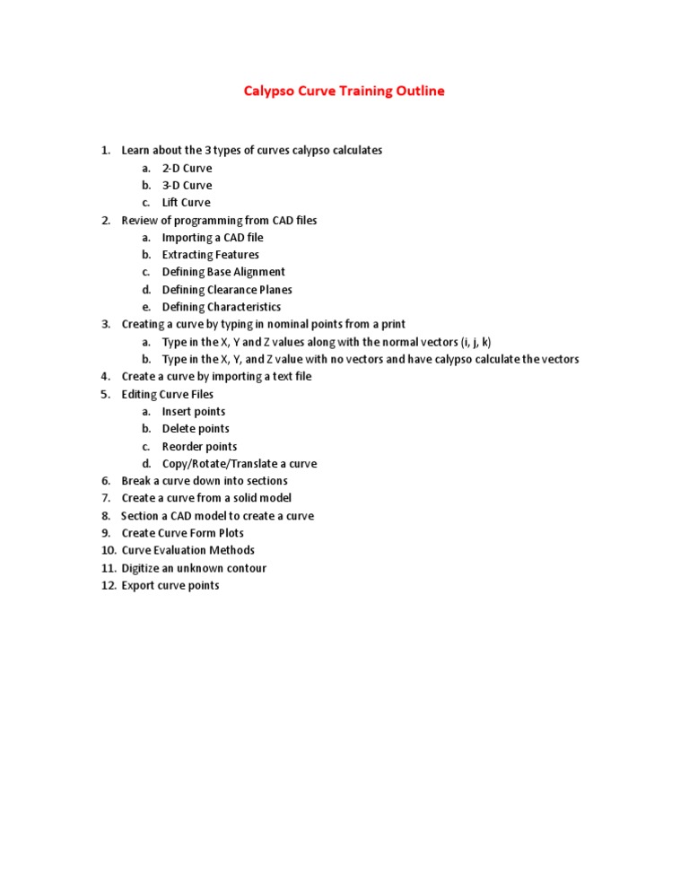Calypso Curve Training Outline | PDF