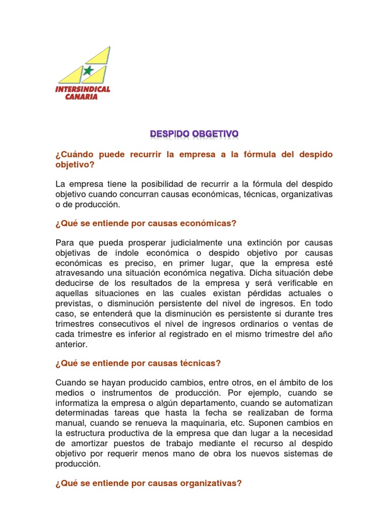 Causas De Despido Por Causas Objetivas - Image to u Causas De Despido Por Causas Objetivas - Image to u