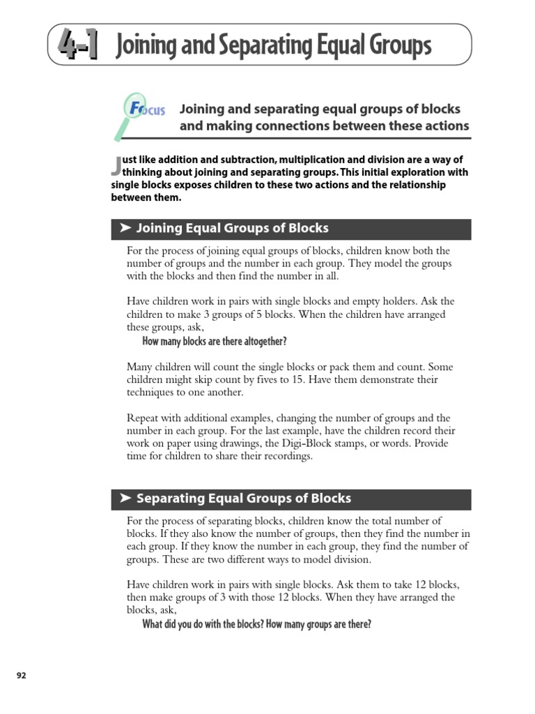 Joining and Separating Equal Groups | PDF | Teaching | Epistemology