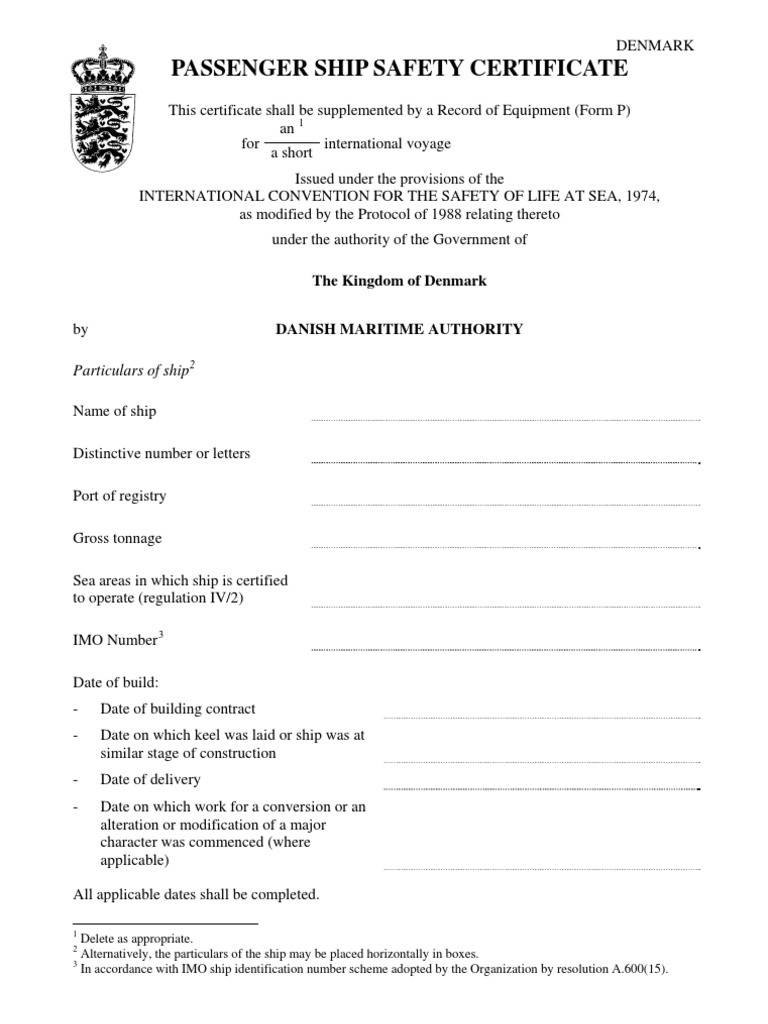 Passenger Ship Safety Certificate | PDF | Industries ...