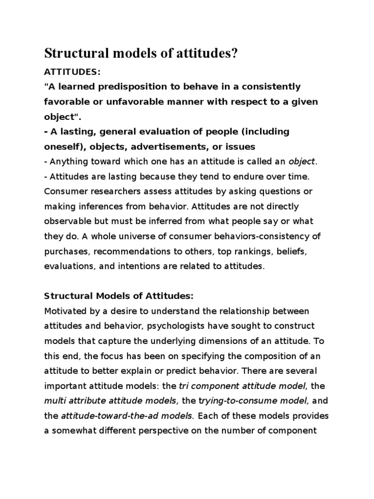 Structural Models of Attitudes | PDF | Attitude (Psychology) | Affect ...