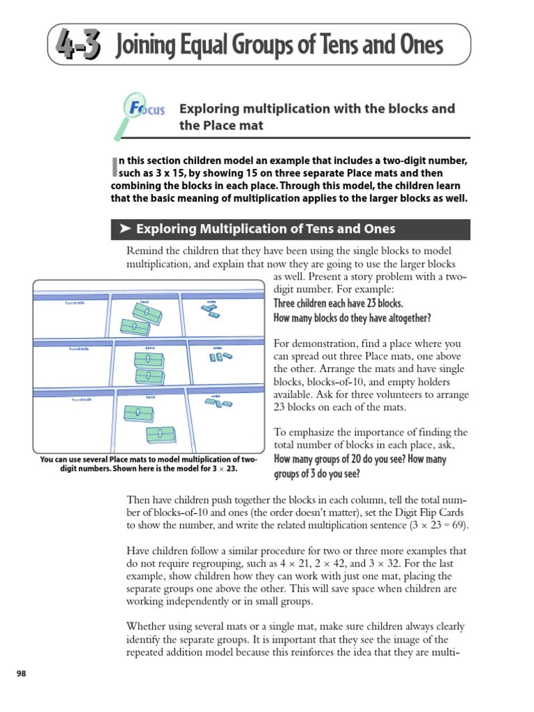 Joining Equal Groups of Tens and Ones | PDF | Multiplication | Applied ...