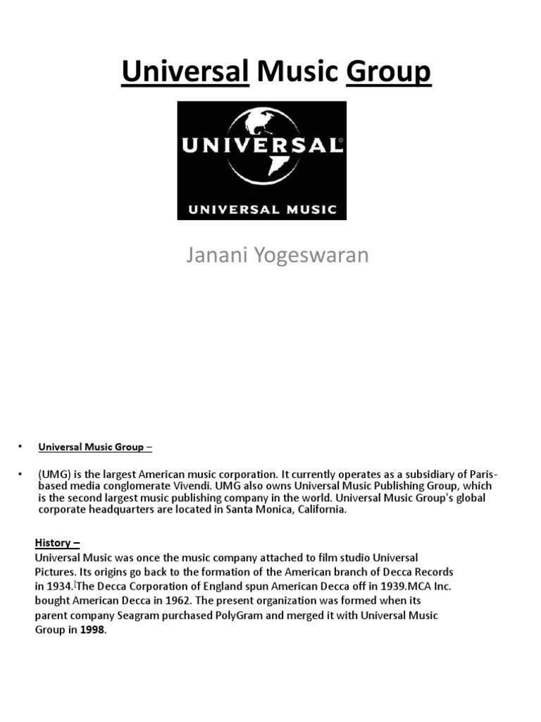 Overview of Universal Music Group | PDF | Music Industry | Sony
