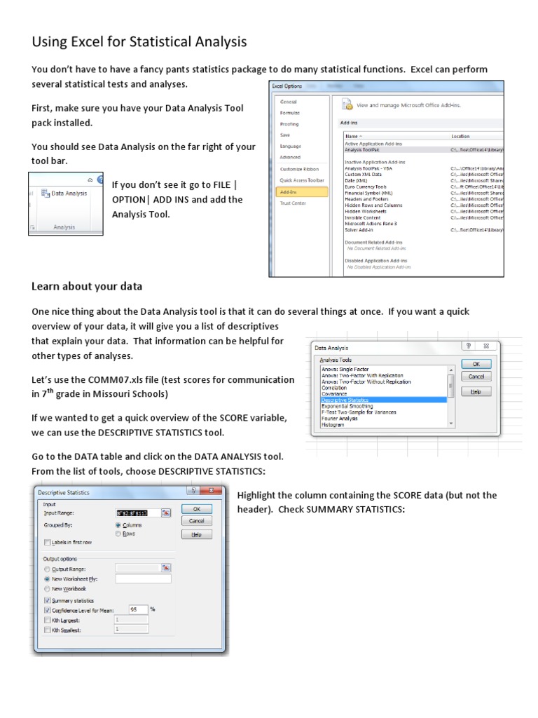 Excel Stats Nicar2013 | PDF | Correlation And Dependence | Dependent ...