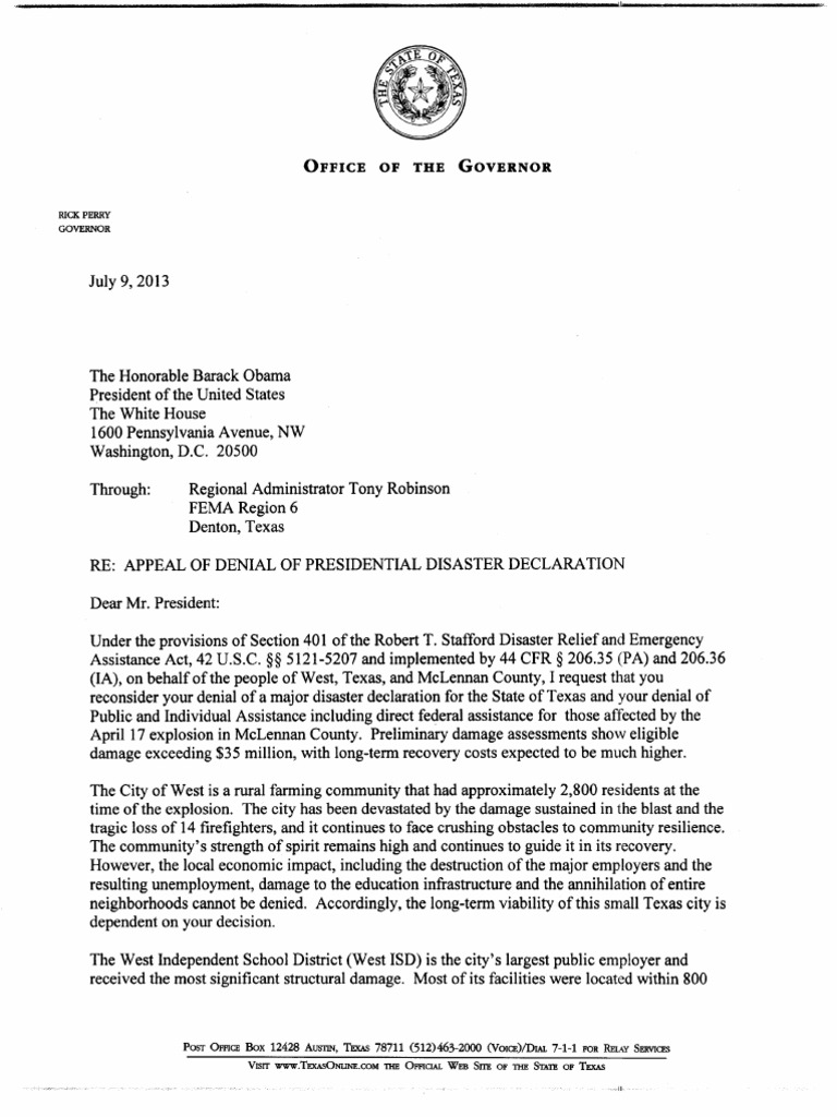 Perry FEMA Letter | PDF