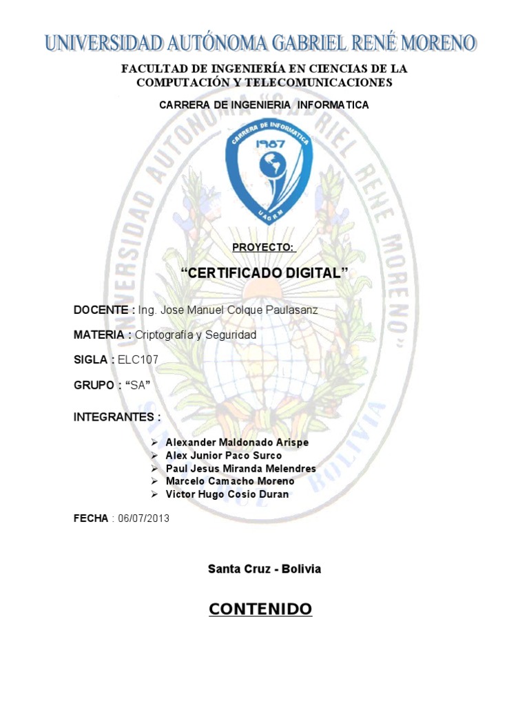 INFORME TEÓRICO - CERTIFICADO DIGITAL (Criptografía) | PDF | Clave (criptografía) | Criptografía