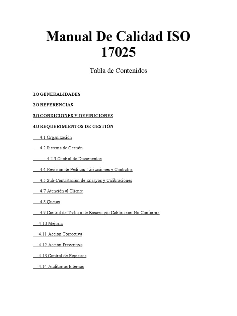 Manual de Calidad ISO 17025 | PDF