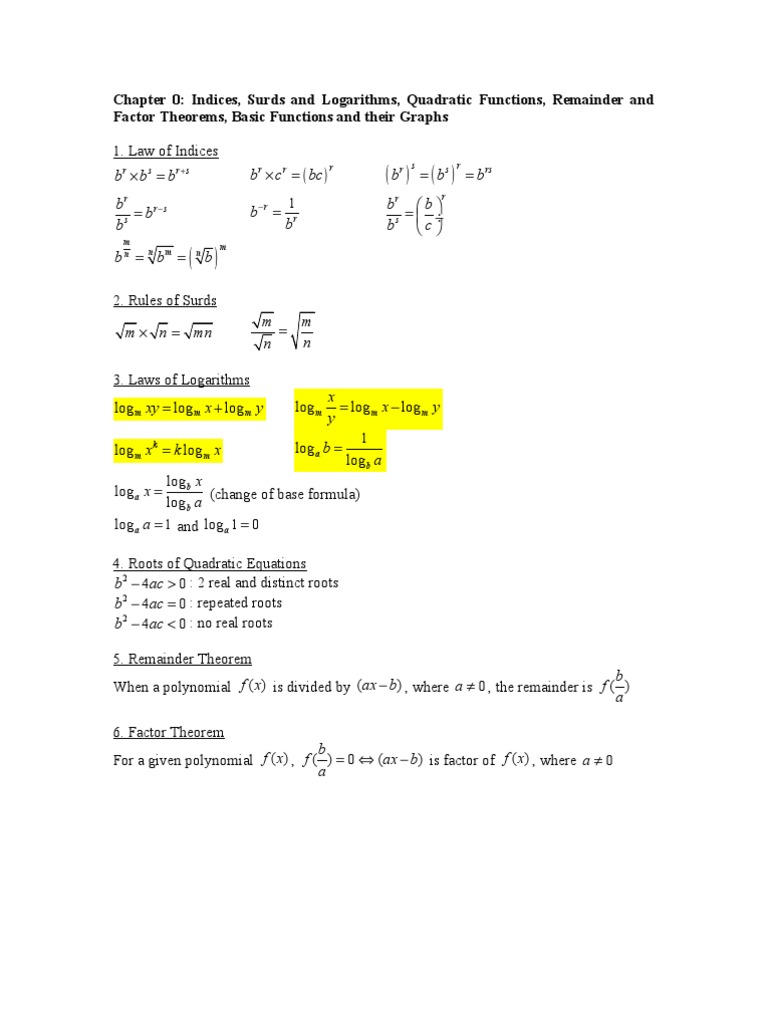 Pure Mathematics Formulae List Revised | Line (Geometry) | Plane ...