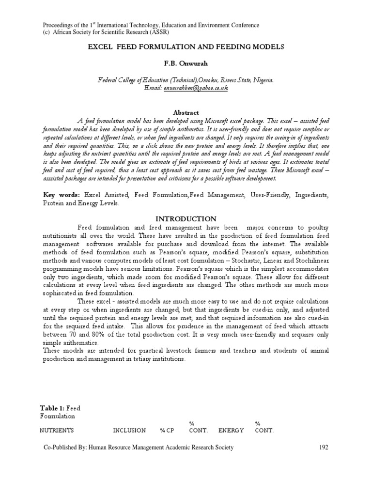 Excel Feed Formulation | PDF | Animal Feed | Computer Programming