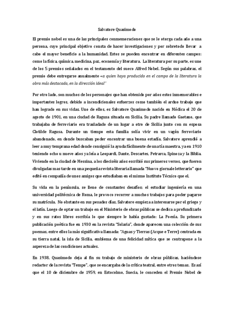 Salvatore Quasimodo | PDF | premio Nobel | Poesía