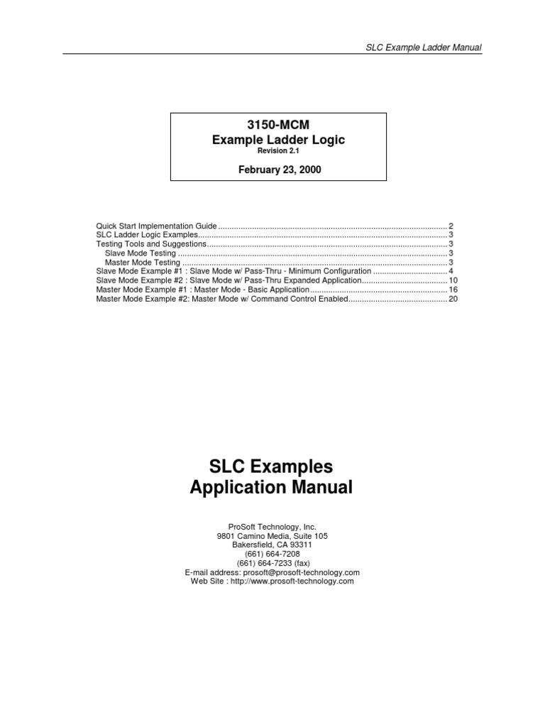 SLC Examples Application Manual: 3150-MCM Example Ladder Logic | PDF ...