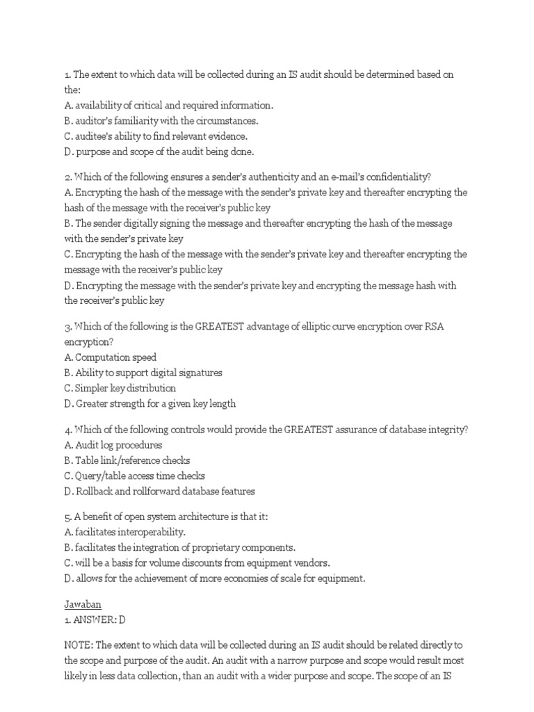 Understanding IS Audit Process: Sample Questions from CISA Exam Area 1 ...
