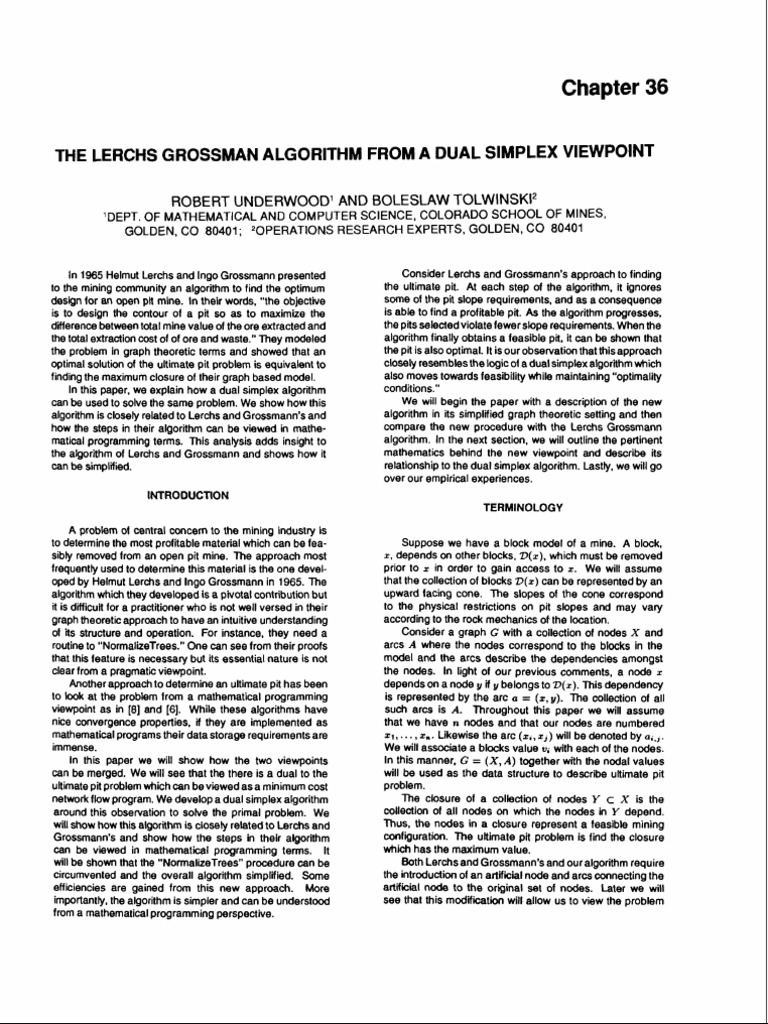 Metodo Lerchs Grossman | PDF | Mathematical Optimization | Algorithms