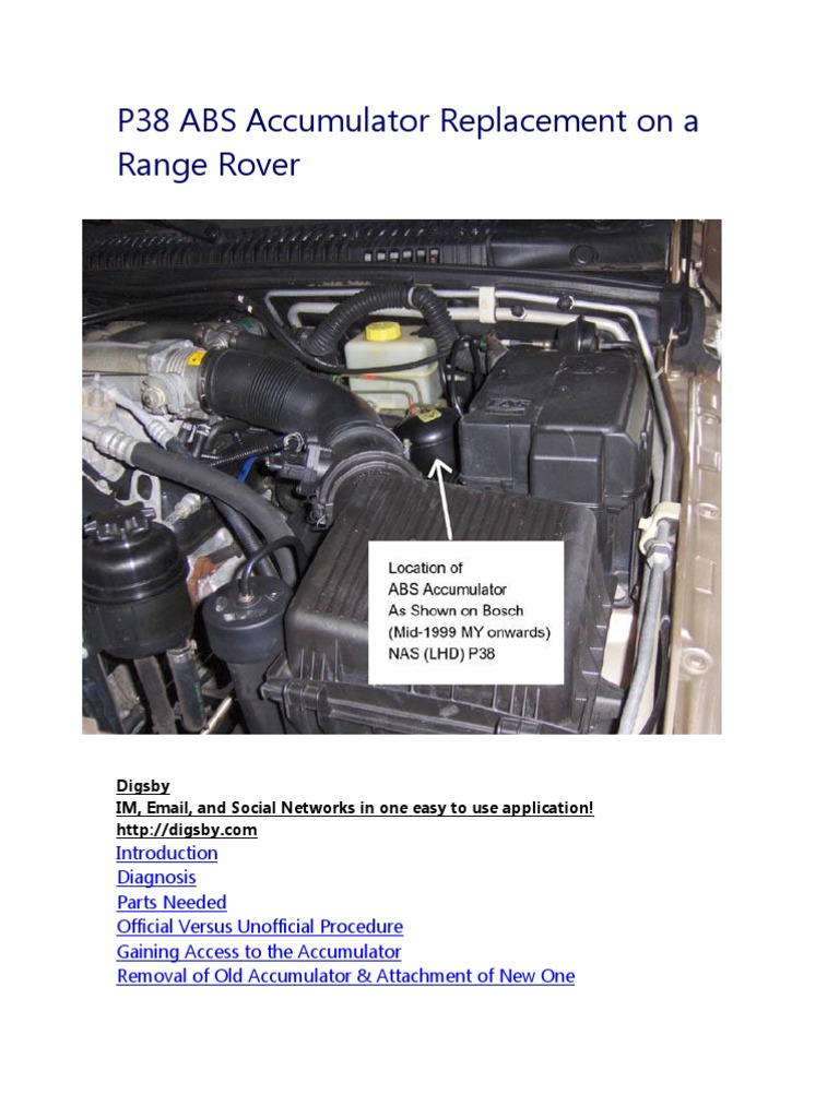 P38 ABS Accumulator Replacement On A Range Rover | PDF | Anti Lock ...