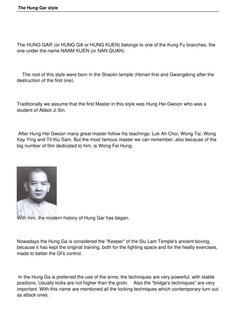 The Hung Gar Style | PDF | Social Science | Religion & Spirituality