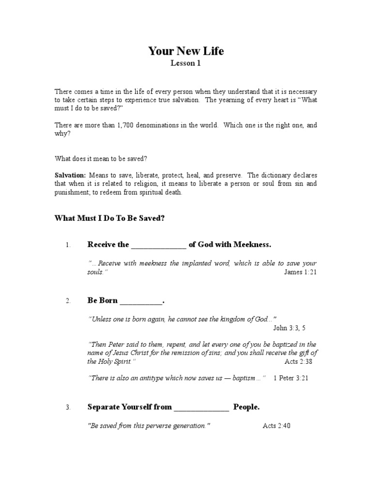 Your New Life: Lesson 1 | PDF | Baptism | Repentance