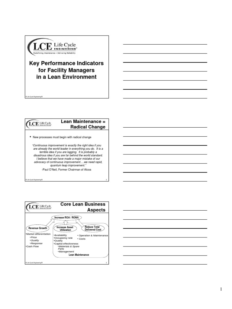 Key Performance Indicators For Maintenance PDF | PDF