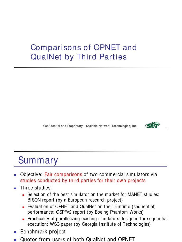 QualNet-OPNET-Comparison LB 06 06 | PDF | Scalability | Communications Protocols