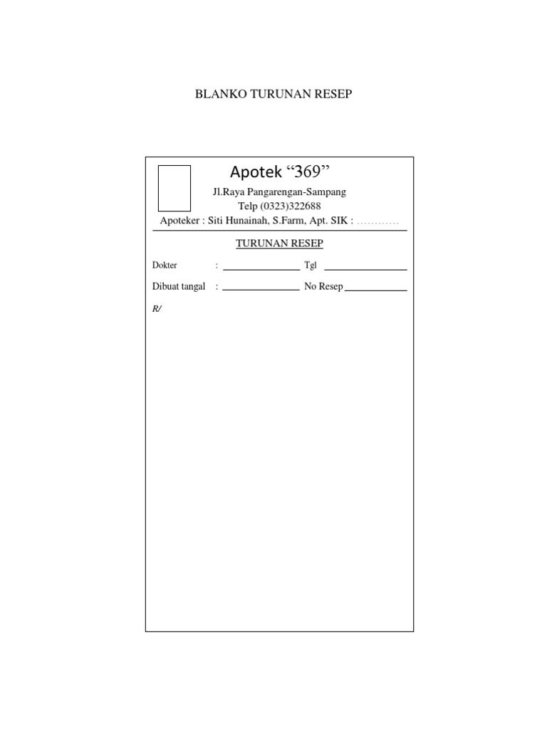 Blanko Turunan Resep | PDF