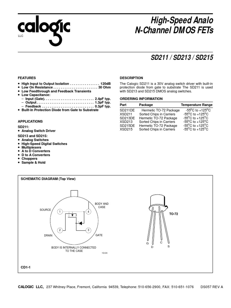 SD211 Datasheet Rev B | PDF | Field Effect Transistor | Electrical ...