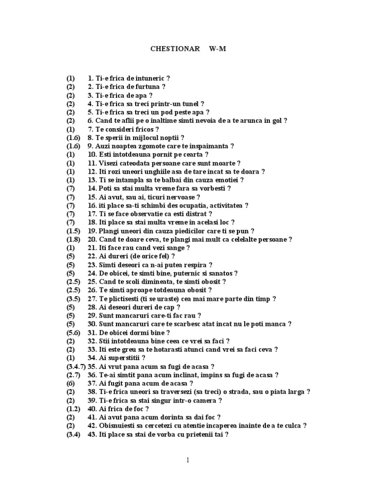 Chestionar Evaluare Emoțională | PDF | Lifestyle