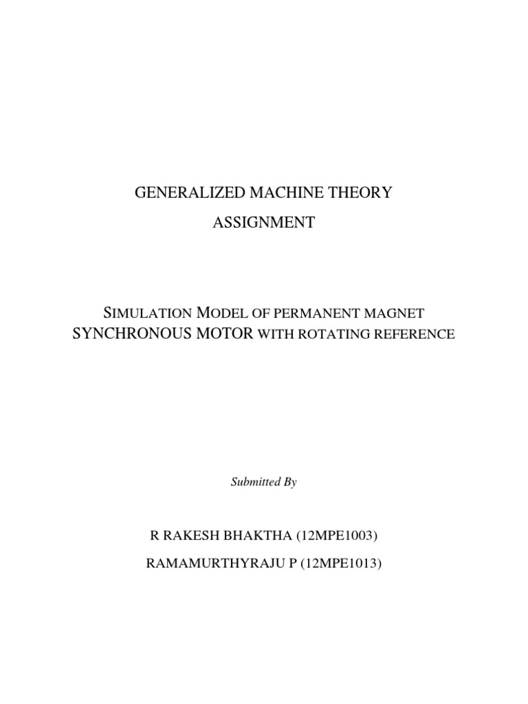 SIMULATION MODEL of Permanent Magnet Synchronous Motor | PDF ...