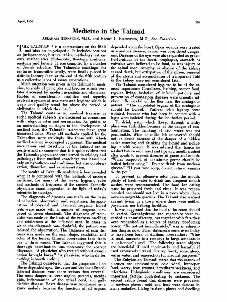 Medicine in The Talmud | PDF | Talmud | Judaism