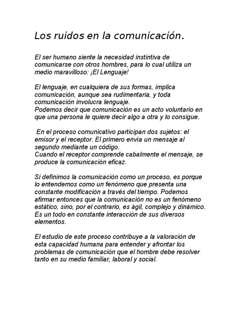 Los ruidos en la comunicación (3) | Comunicación | Ciencia cognitiva