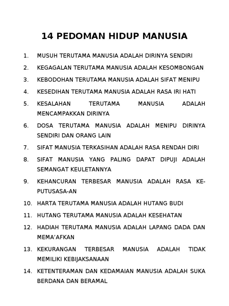 14 Pedoman Hidup Manusia | PDF | Kesehatan Holistik