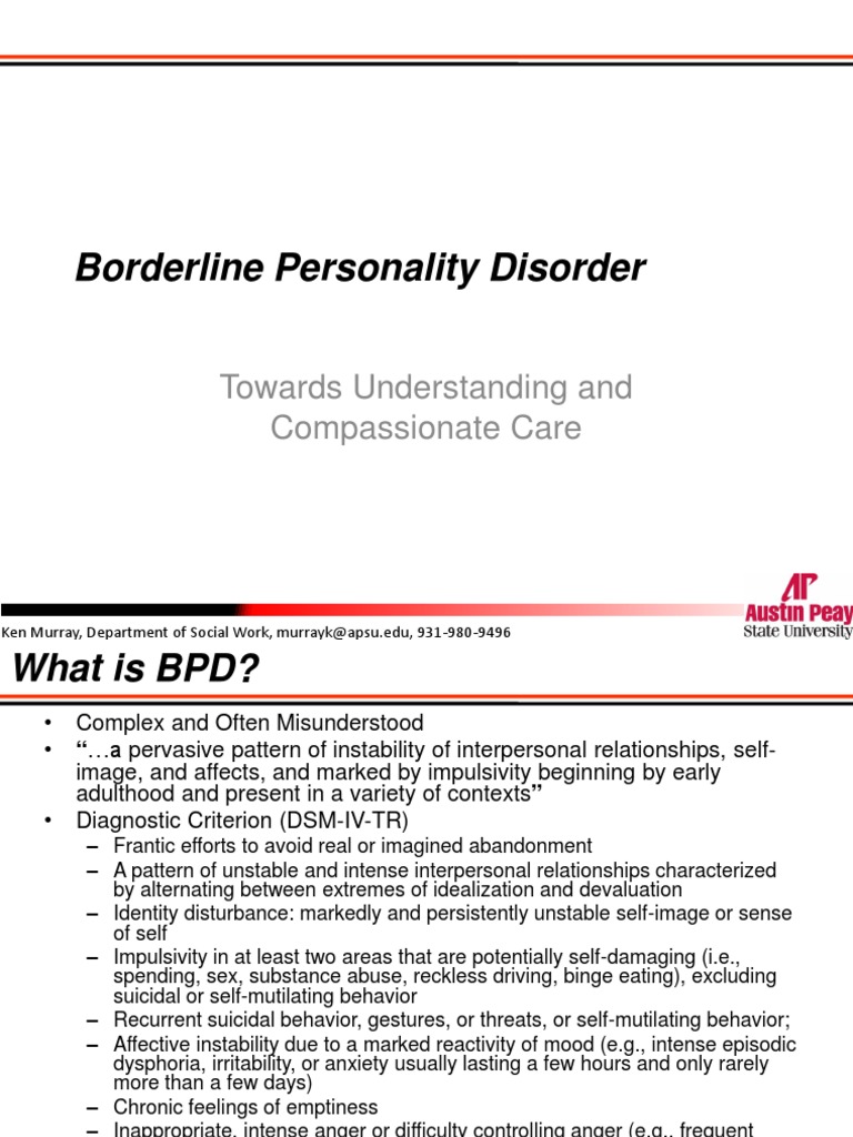 Borderline Personality Disorder | PDF | Mania | Borderline Personality ...