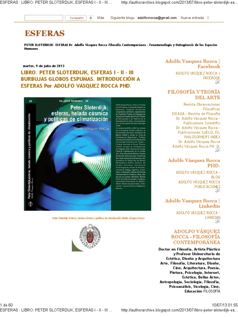 LIBRO: PETER SLOTERDIJK, ESFERAS I - II - III BURBUJAS GLOBOS ESPUMAS. INTRODUCCIÓN A ESFERAS ...