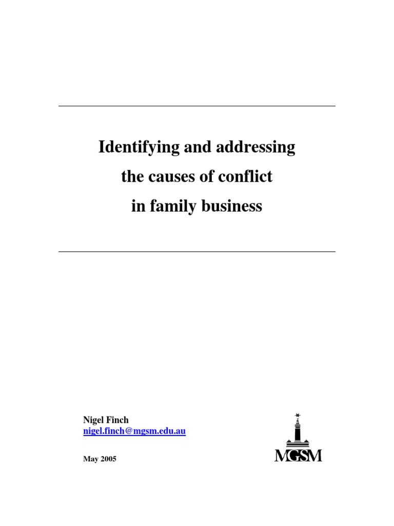 Conflict in Family Business | PDF | Entrepreneurship | Consensus ...