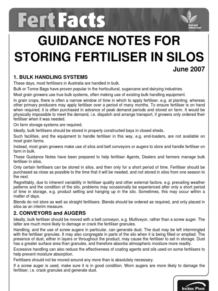 Fertilizer Storage Guidelines | PDF | Fertilizer | Density