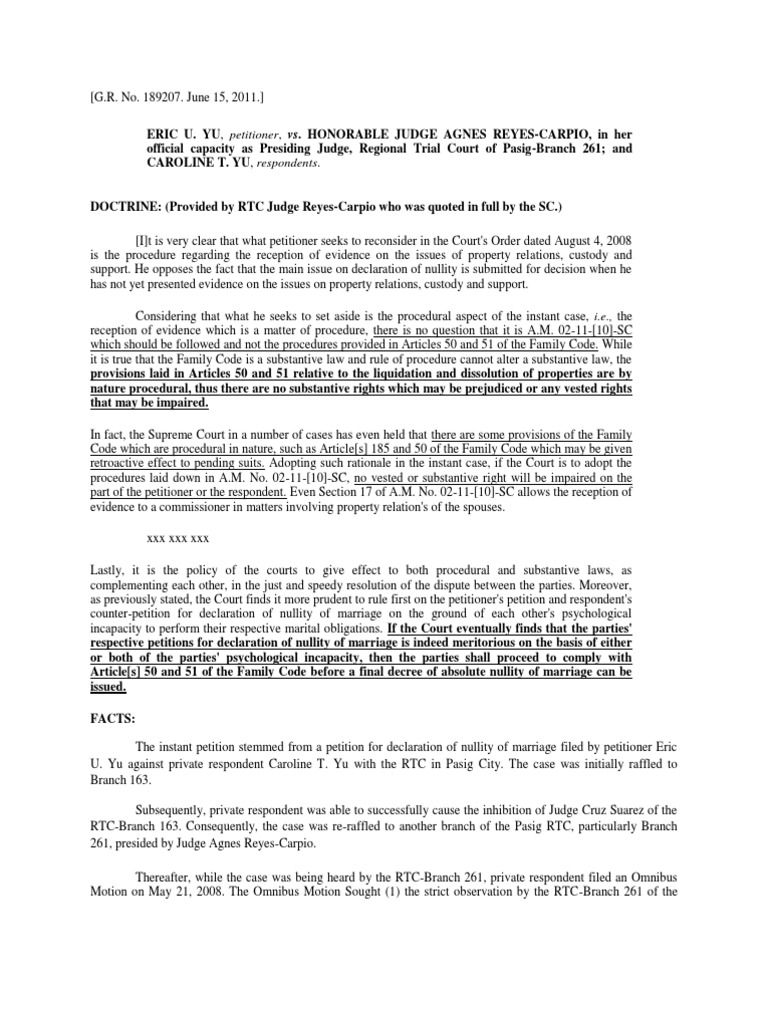 Yu vs. Reyes-Carpio | PDF | Annulment | Separation Of Powers