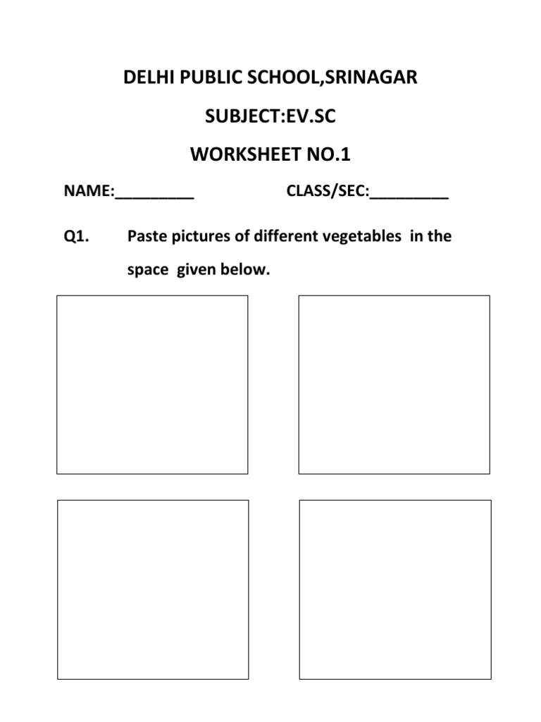 EVS Worksheet UKG | PDF | Schools