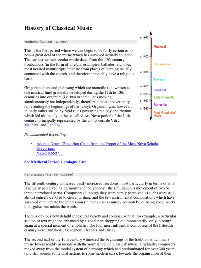 History of Classical Music | PDF | Classical Period (Music) | Baroque Music
