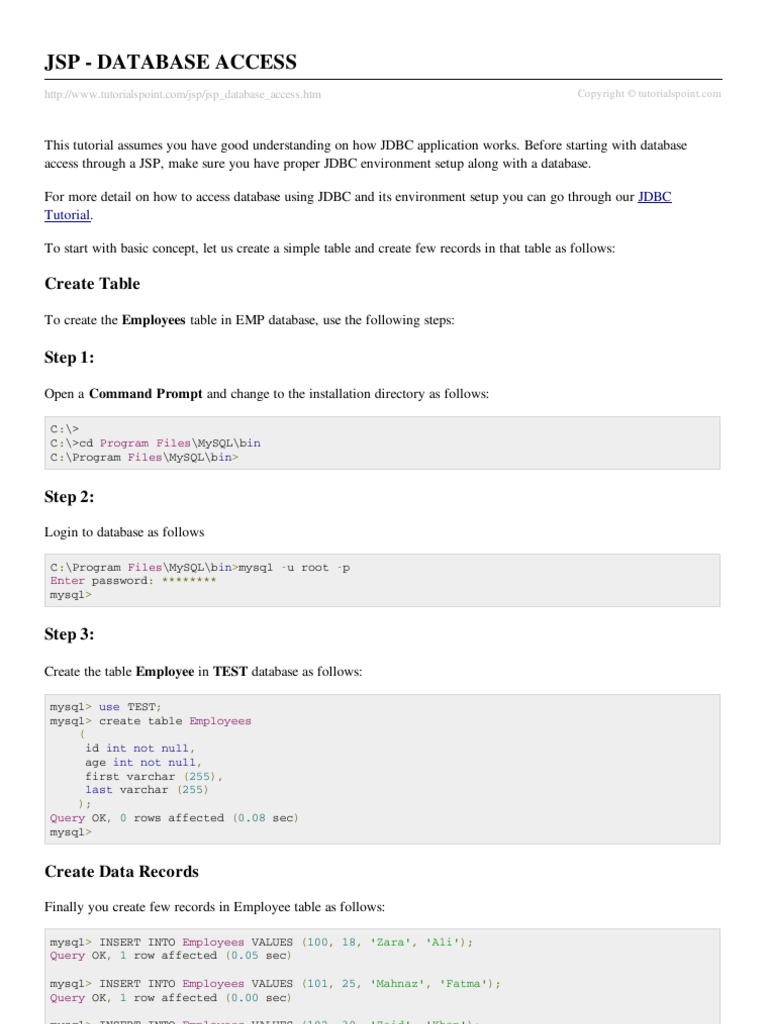 JSP Database Access | PDF | Databases | Data Management Software