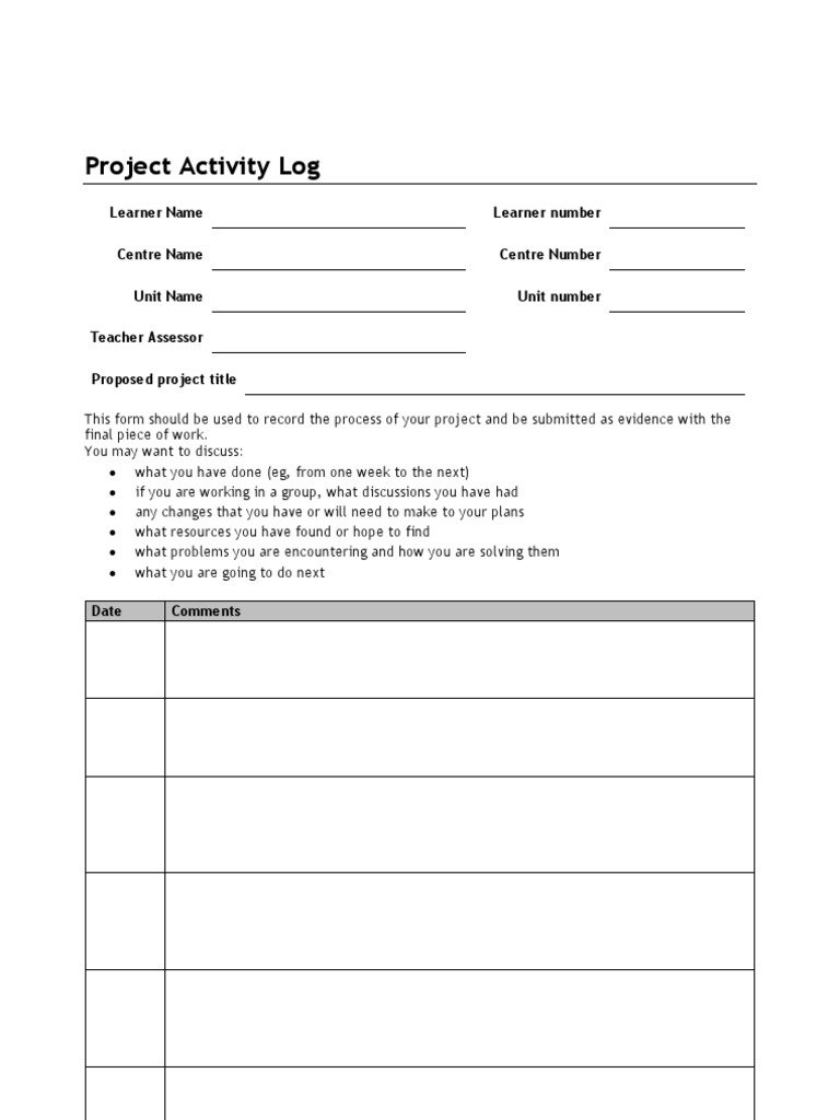 Project Activity Log Updated | PDF